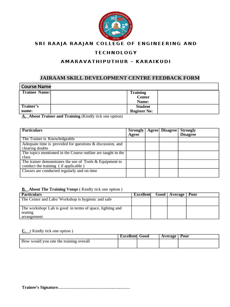 Trainee Feedback Form Nivi | PDF