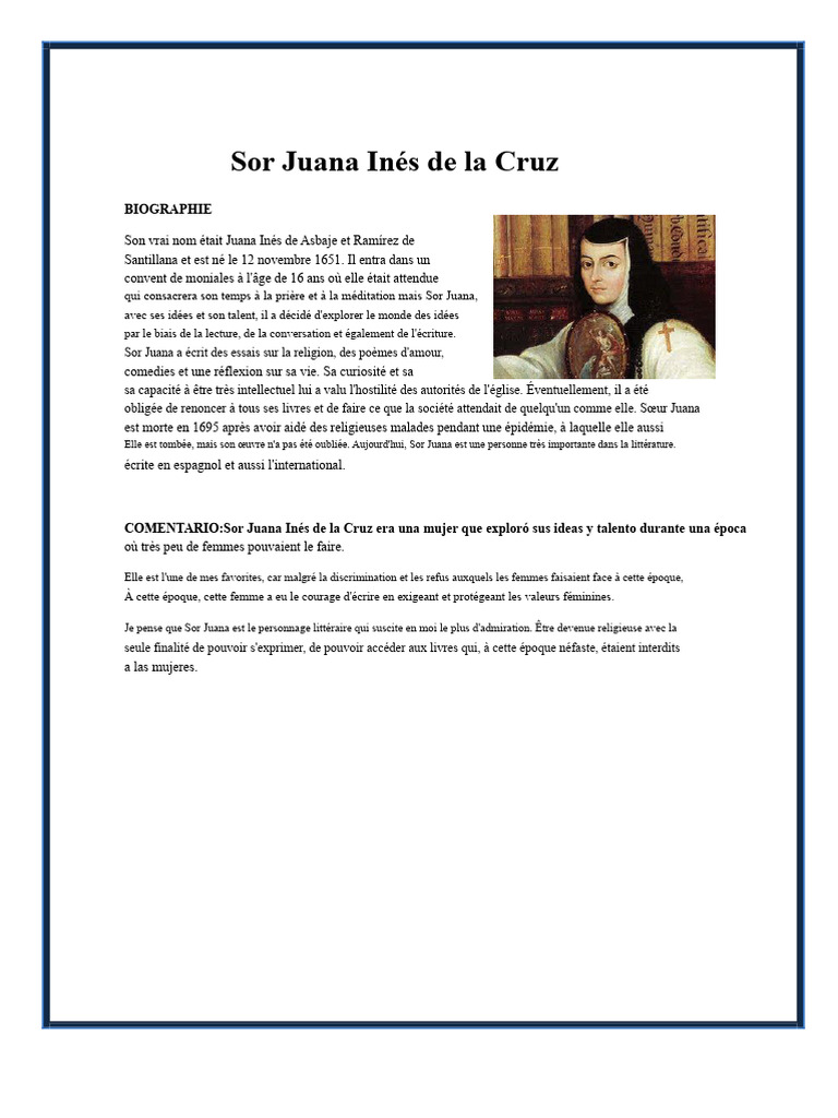 Sor Juana et Adela Zamudio : Figures littéraires | PDF
