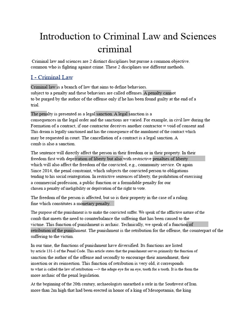 Overview of Criminal Law and Sciences | PDF | Crimes | Crime & Violence