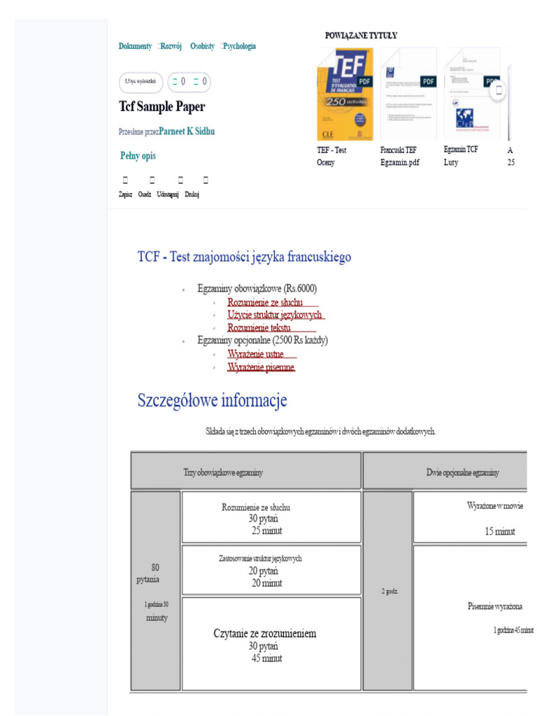 TCF Przykładowy Dokument | PDF