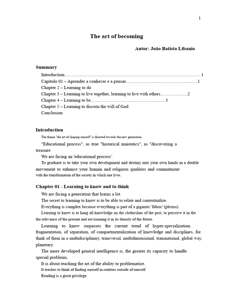 The Art of Self-Formation P. Libanio | PDF | Thought | Knowledge