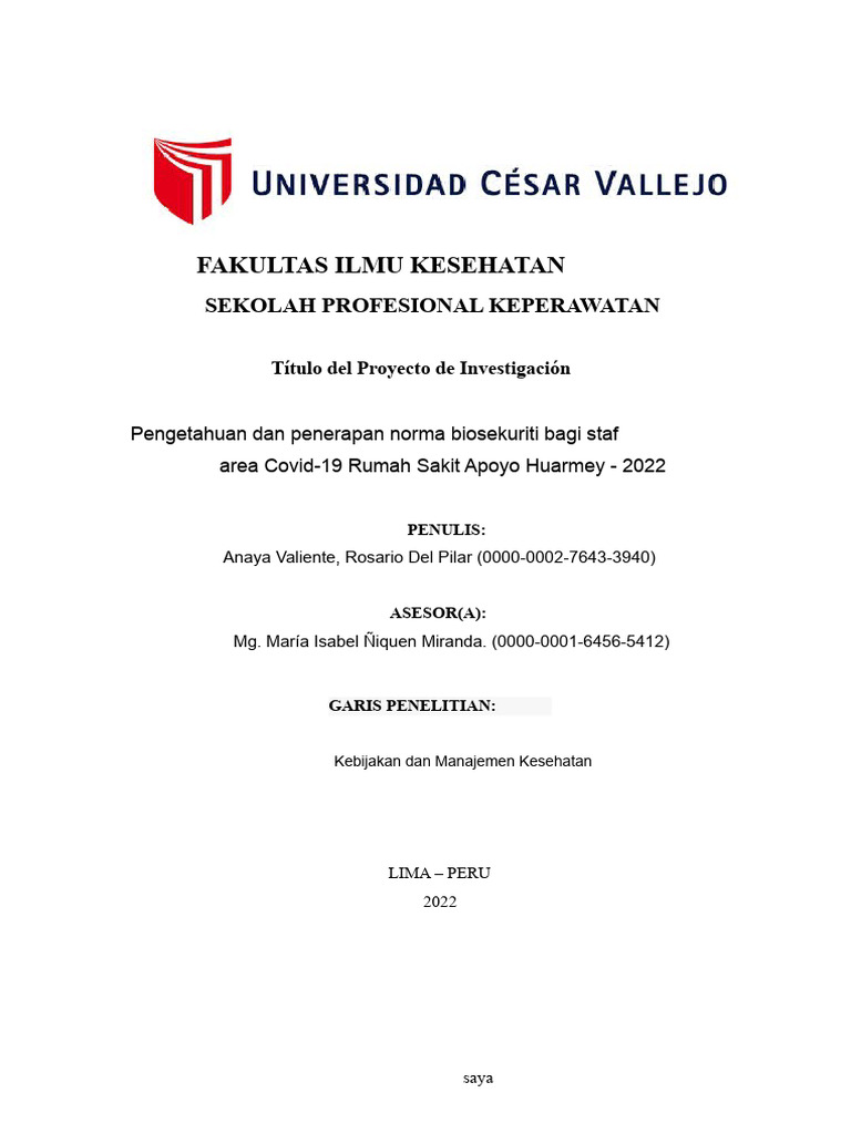 Pengetahuan Biosekuriti Staf Covid-19 | PDF