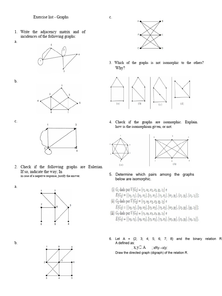 List of Exercises-Graphs | PDF | Vertex (Graph Theory) | Mathematical ...