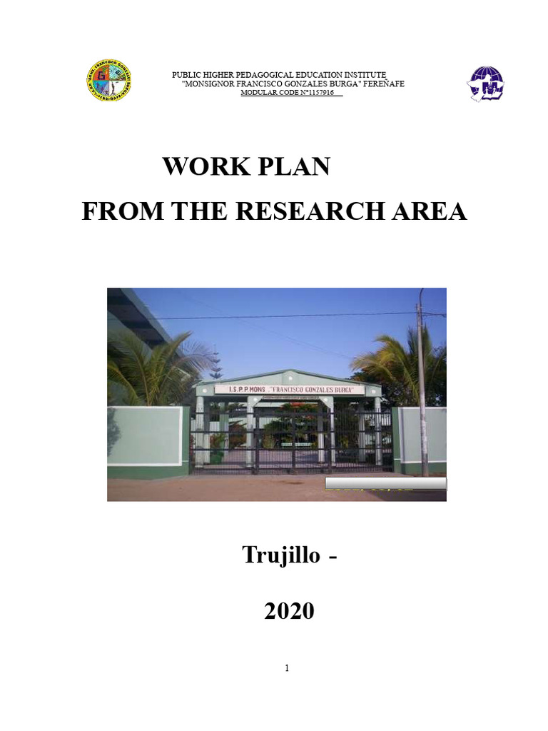 Work Plan For The Research Area | PDF | Knowledge | Teachers