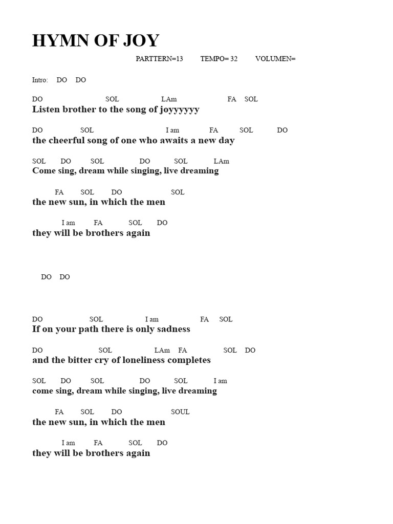 Hymn of Joy Lyrics and Structure | PDF