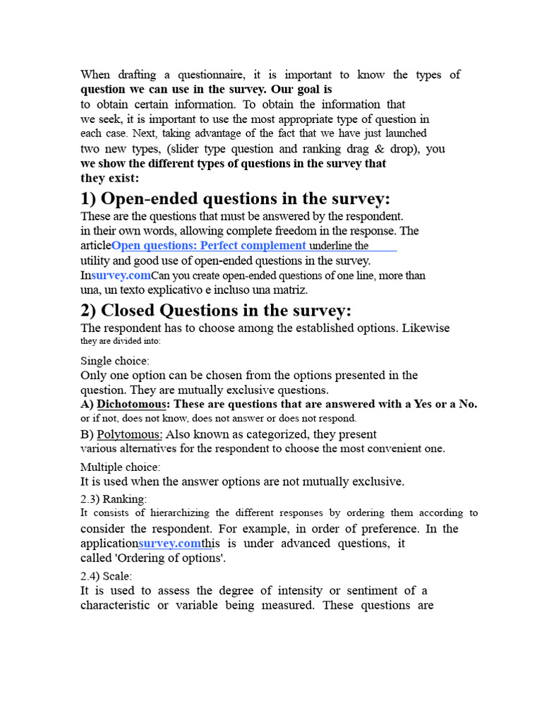 Types of Questions | PDF | Likert Scale | Questionnaire
