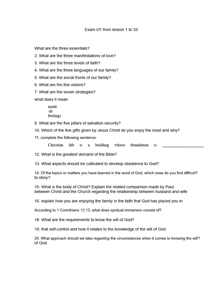 Christian Faith Exam Questions 1-57 | PDF | Jesus | Paul The Apostle