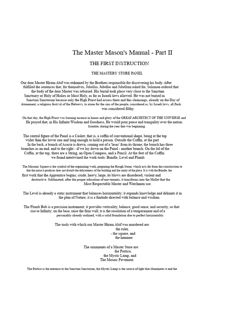 The Master Mason's Manual - Part 2 | PDF | Holy Of Holies