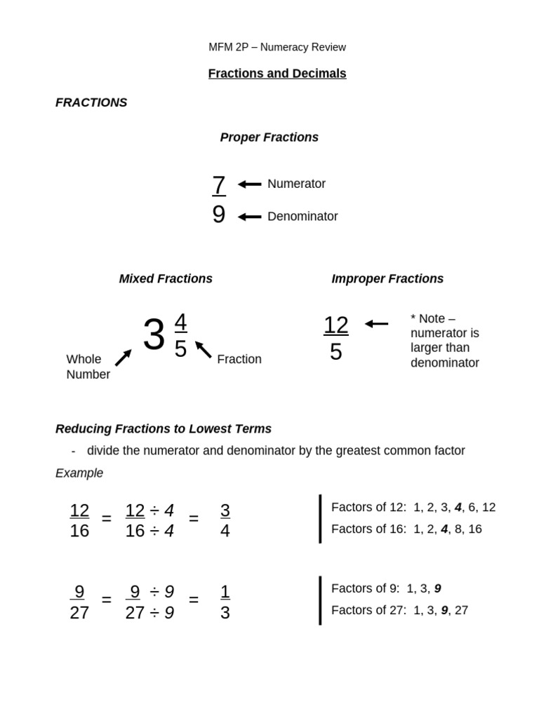 Day 4 - Fractions and Decimals | PDF | Elementary Mathematics ...