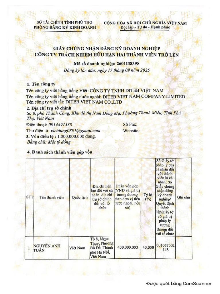 Dang Ky Kinh Doanh Diteb Viet Nam | PDF