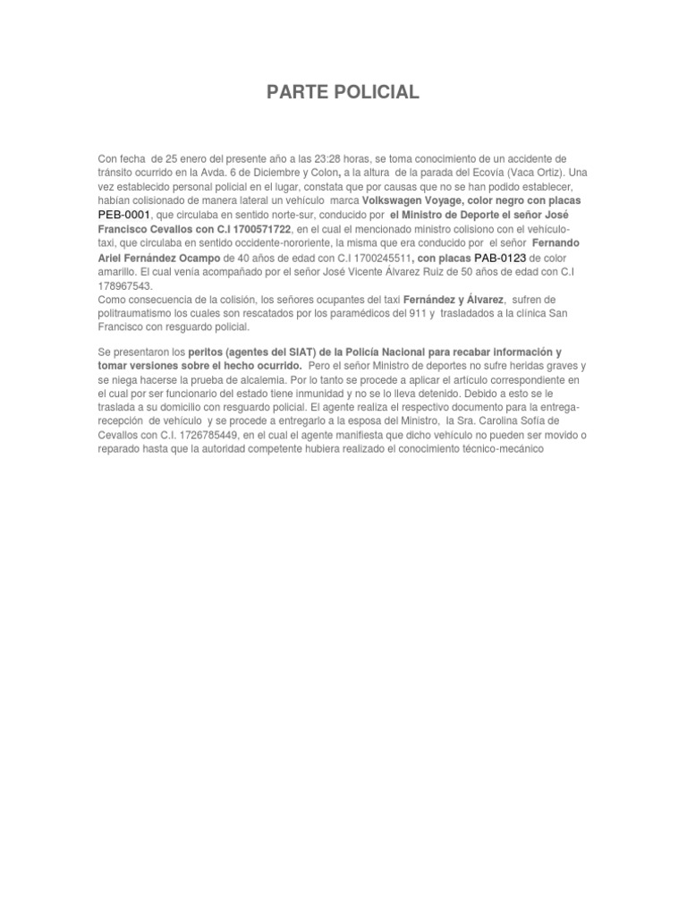 Parte Policial | PDF