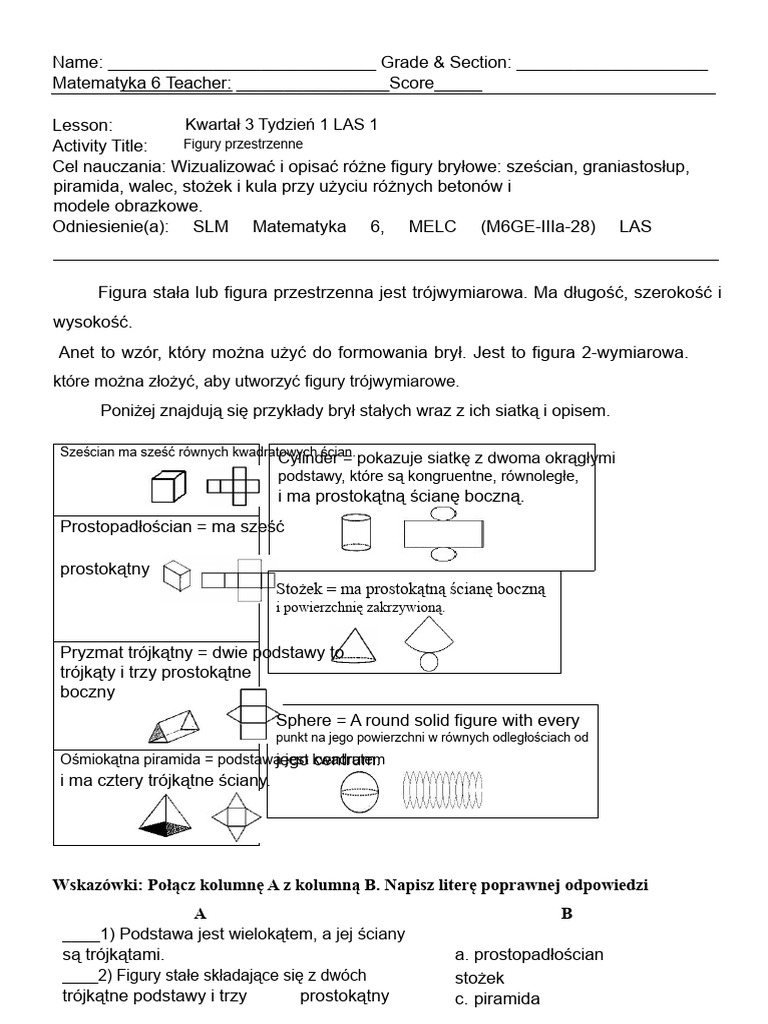 Matematyka6 LAS-Q3 | PDF