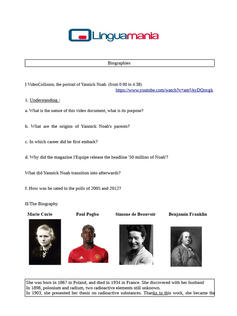 Biographies in The Past Tense | PDF | Verb | Grammatical Conjugation