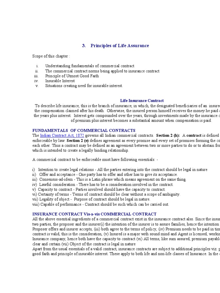 Chapter 3 - Principles of Life Assurance | PDF | Life Insurance | Insurance