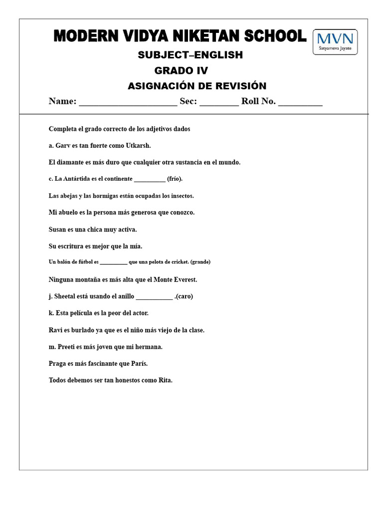 Adjetivos, Oraciones Revueltas, Corrige Los Errores - Revisión ...