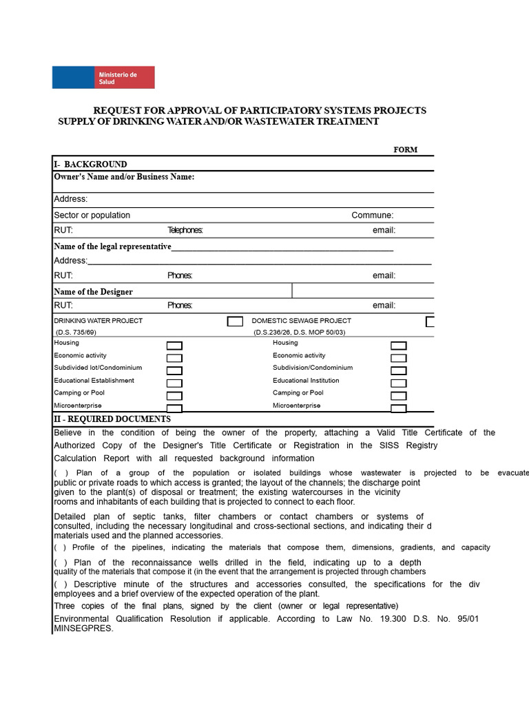 Application Form For Approval of Private Sewer Project | PDF | Sewage ...