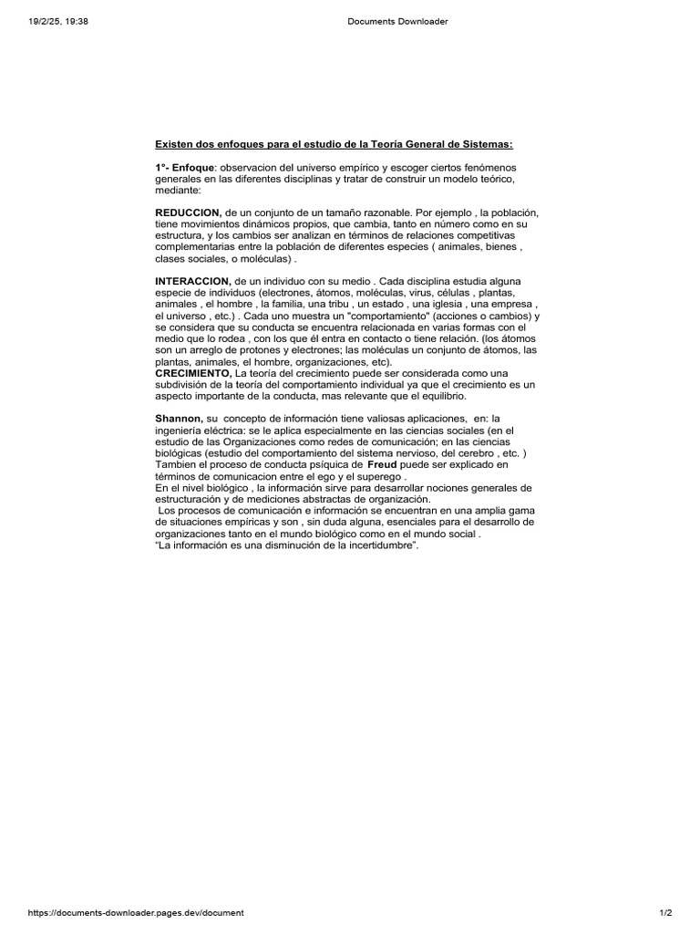 Enfoques de la Teoría General de Sistemas | PDF | Comportamiento | Teoría