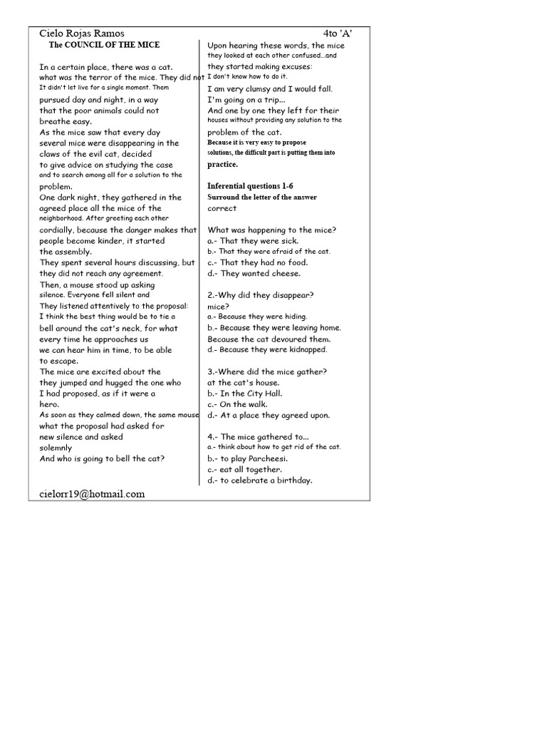 The Council of The Mice | PDF | Mouse