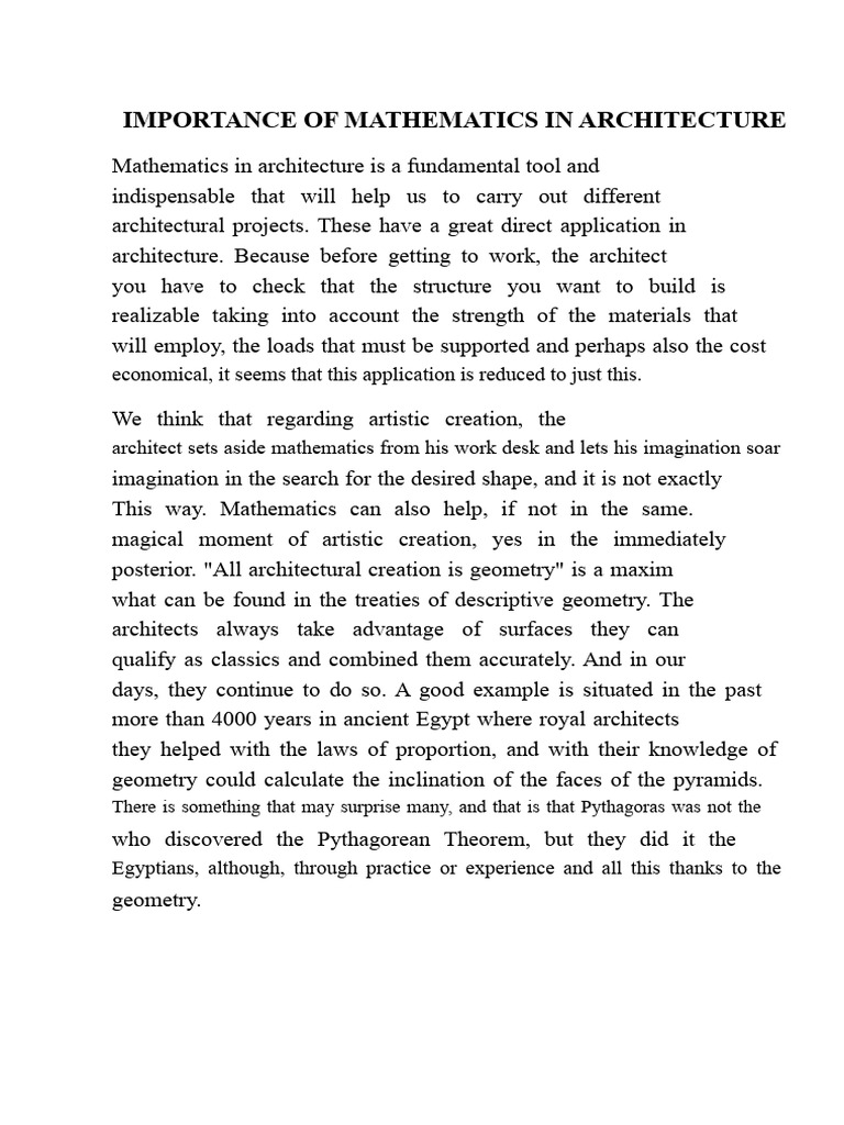 Role of Mathematics in Architecture | PDF | Geometry | Mathematics
