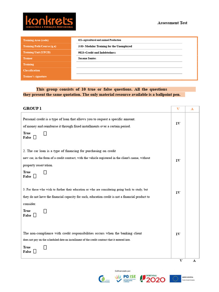Credit and Indebtedness Assessment Test | PDF | Guarantee | Credit