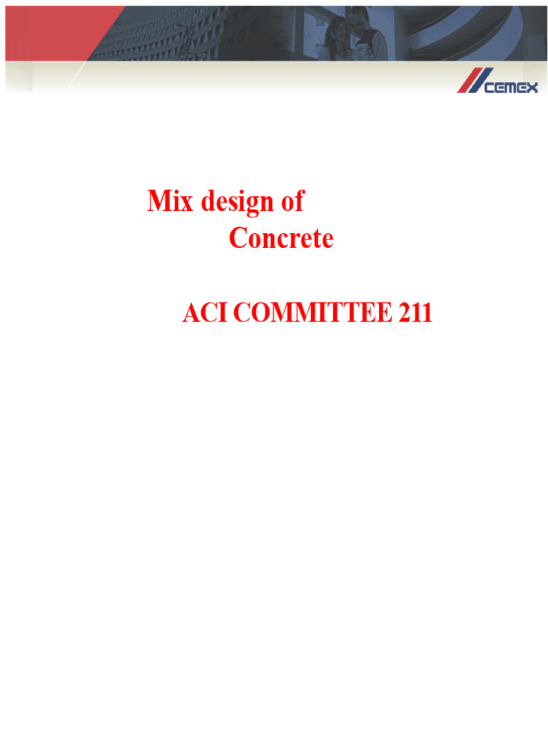 Concrete Mix Design ACI CEMEX | PDF | Concrete | Construction Aggregate