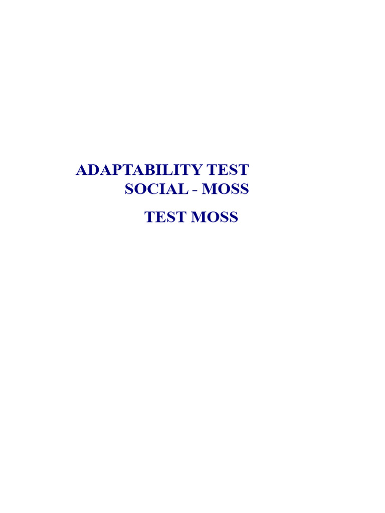 Social Adaptability Test - Moss | PDF
