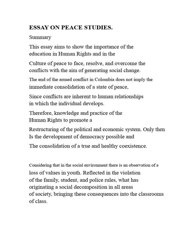 Essay On The Chair of Peace | PDF
