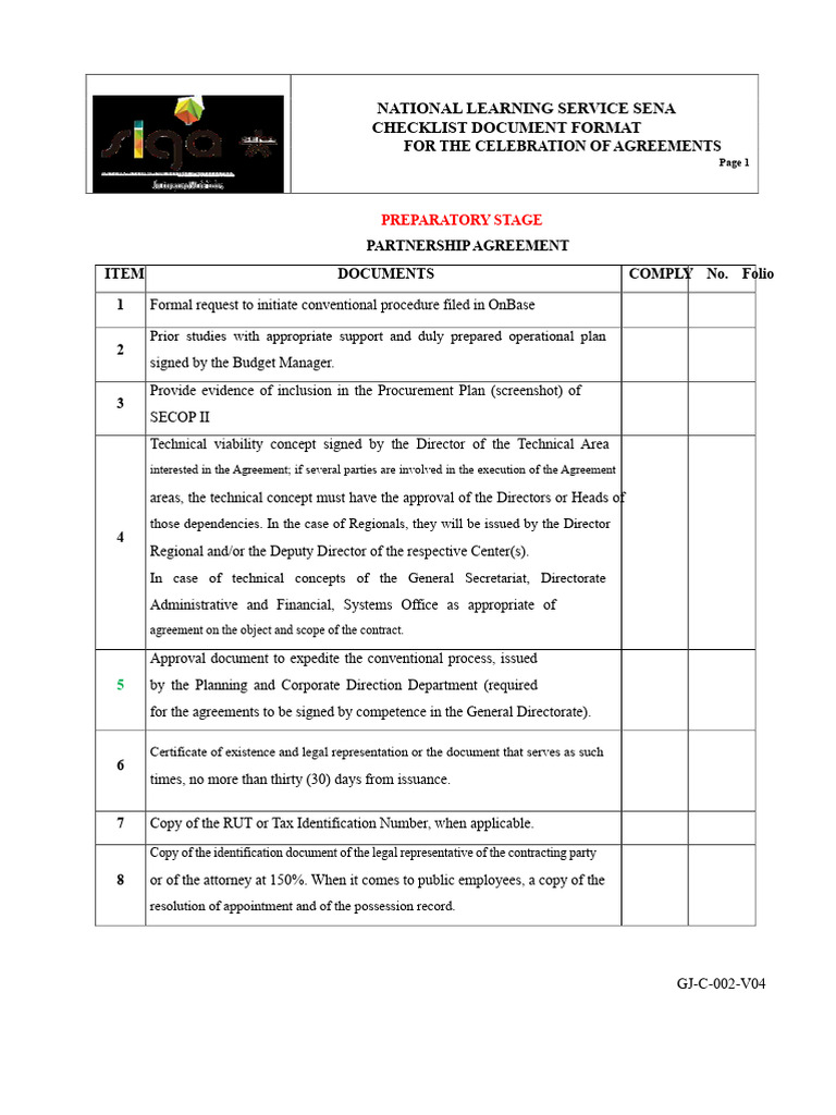 GJ-F-002-V04 Document Checklist Format Agreement | PDF | Criminal ...