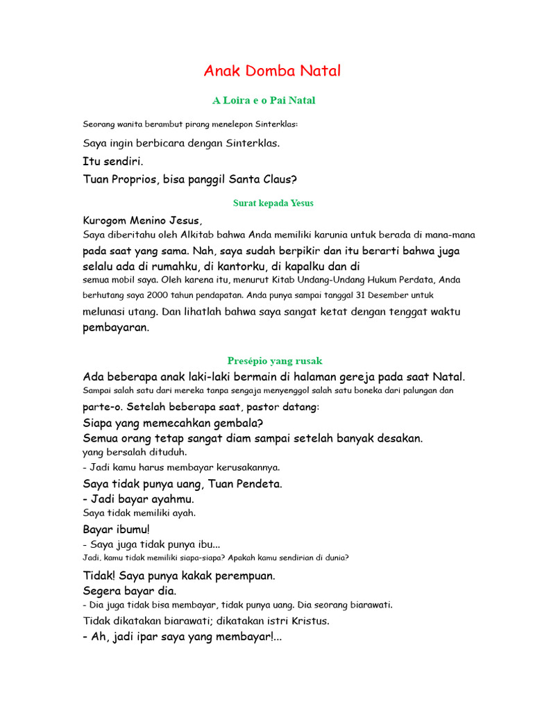 Cerita Humor Natal untuk Anak-anak | PDF