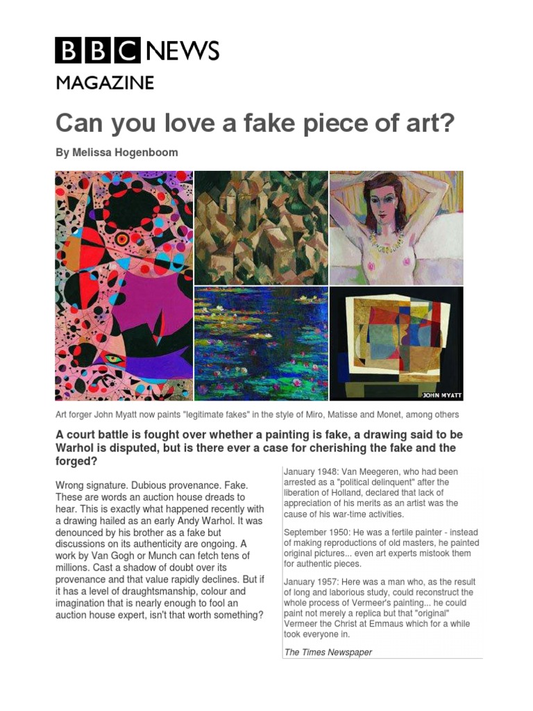 Cherishing Fake Art: A Complex Debate | PDF | Paintings | Crime Thriller