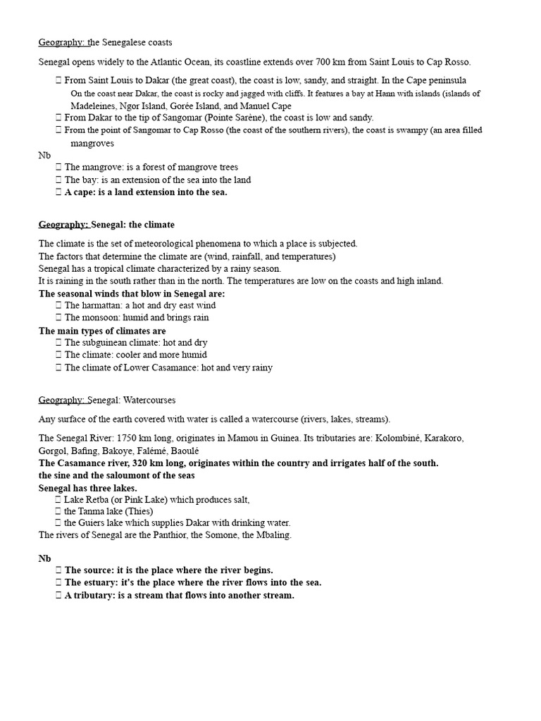 Geography 5th Grade | PDF | Senegal | Coast