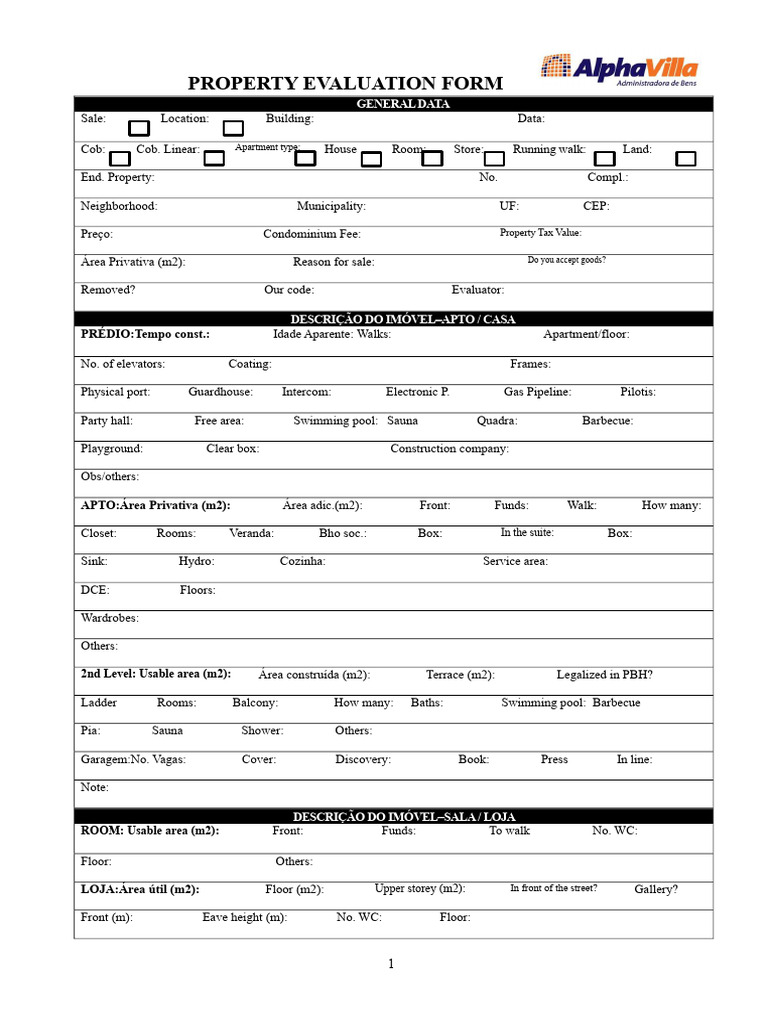 Property Evaluation Form 311 354 | PDF | Home
