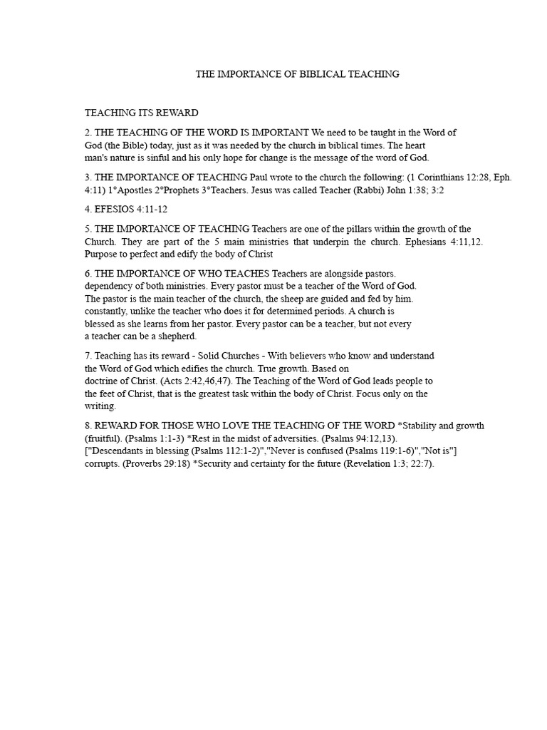 Importance of Biblical Teaching | PDF