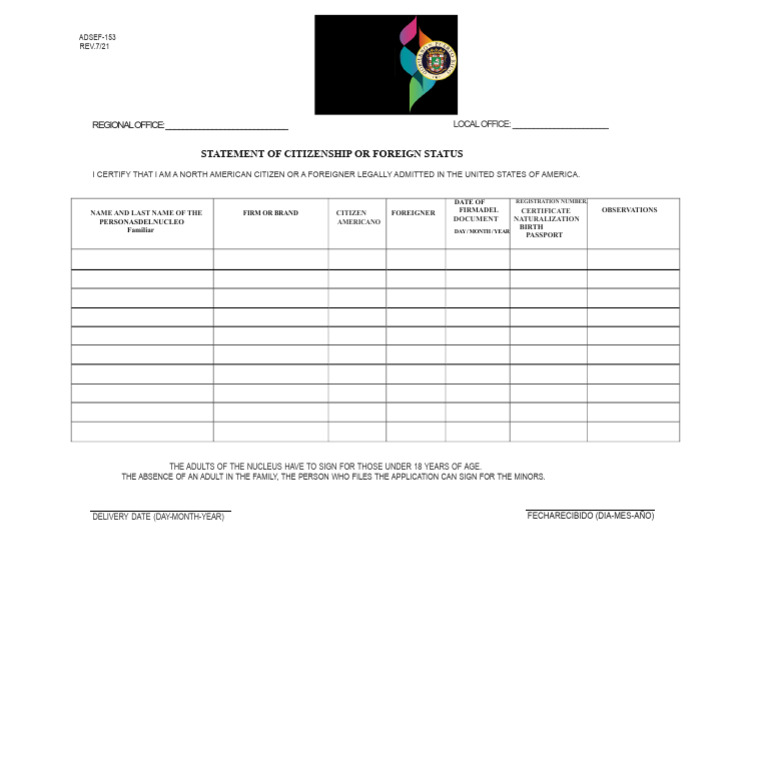 Citizenship Status Certification Form | PDF
