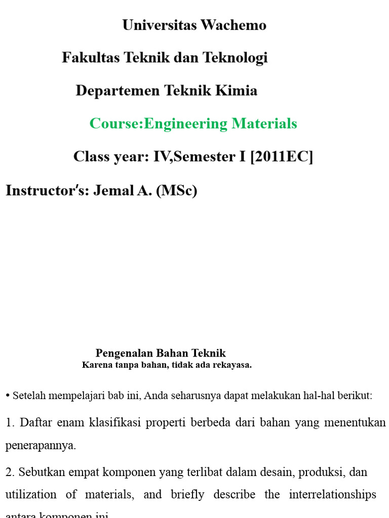 Pengenalan Bahan Teknik dan Klasifikasinya | PDF