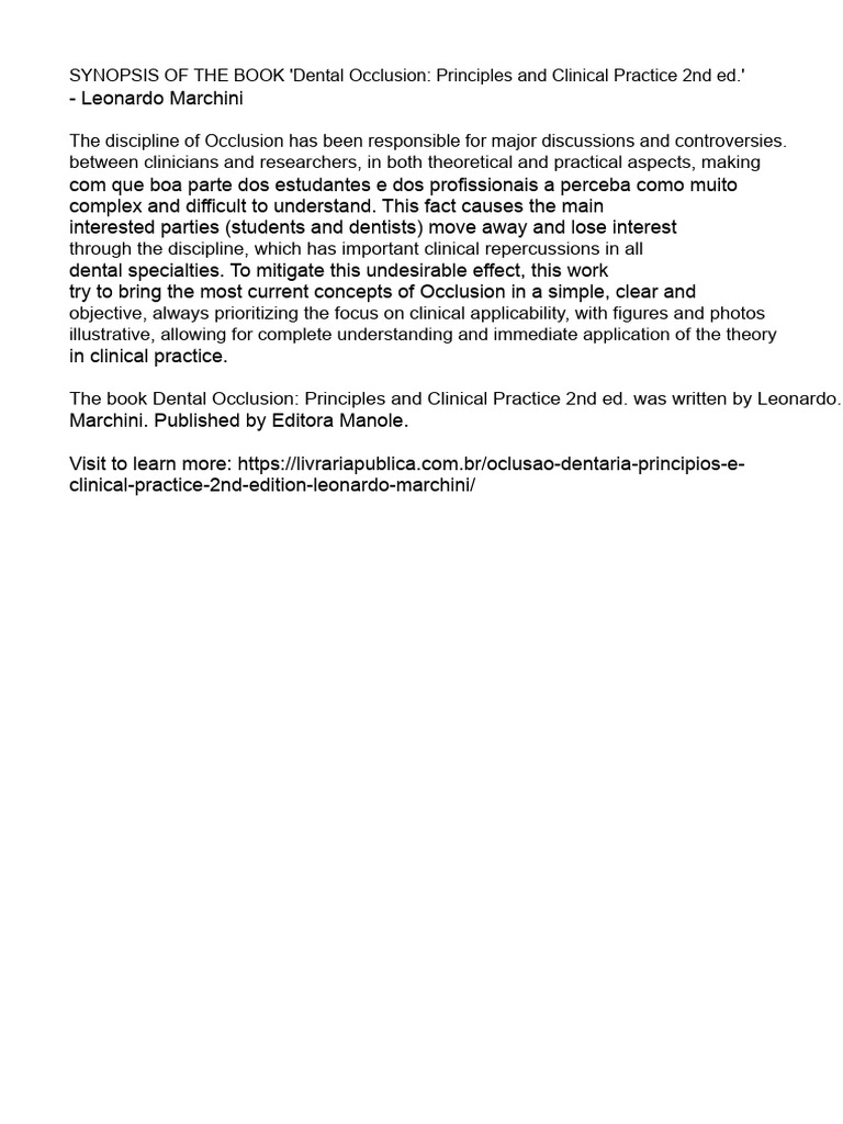 Dental Occlusion: Principles and Clinical Practice 2nd Ed. - Leonardo ...