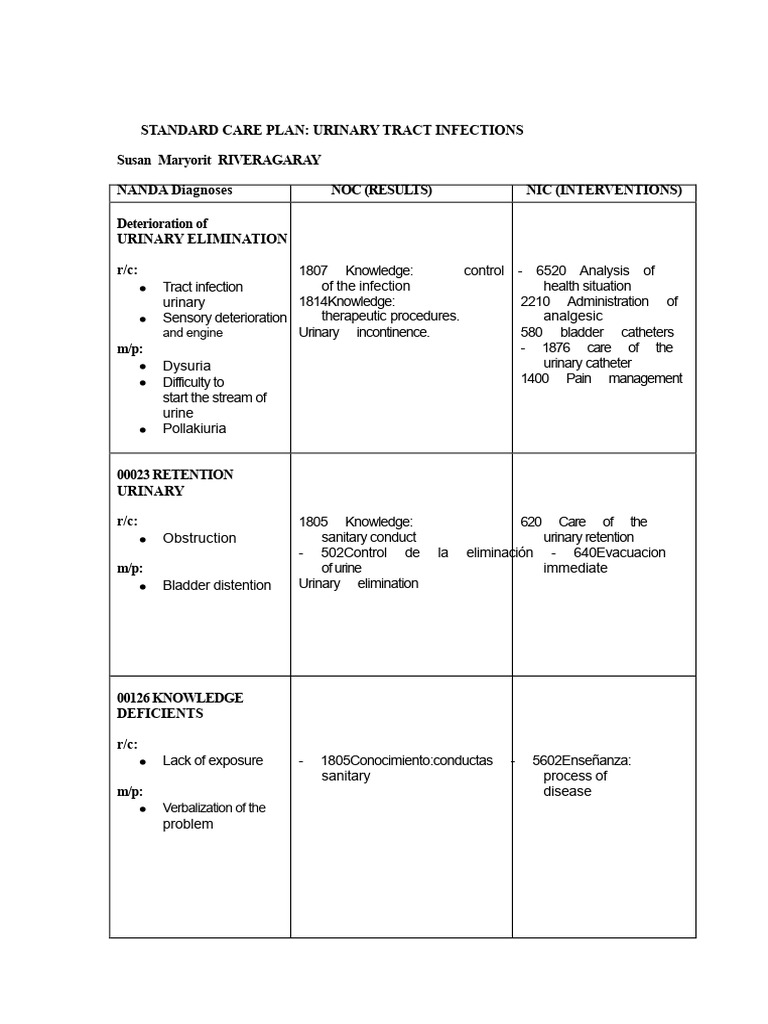 Standard Care Plan For ITU | PDF