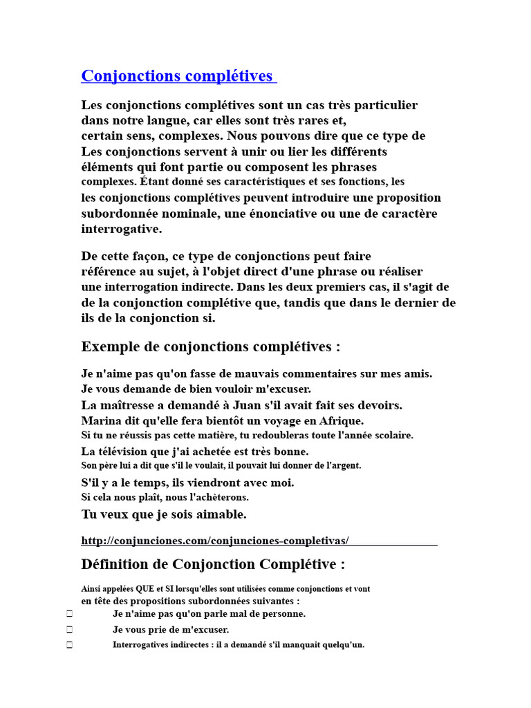 Comprendre les conjonctions complétives | PDF | Clause | Phrase
