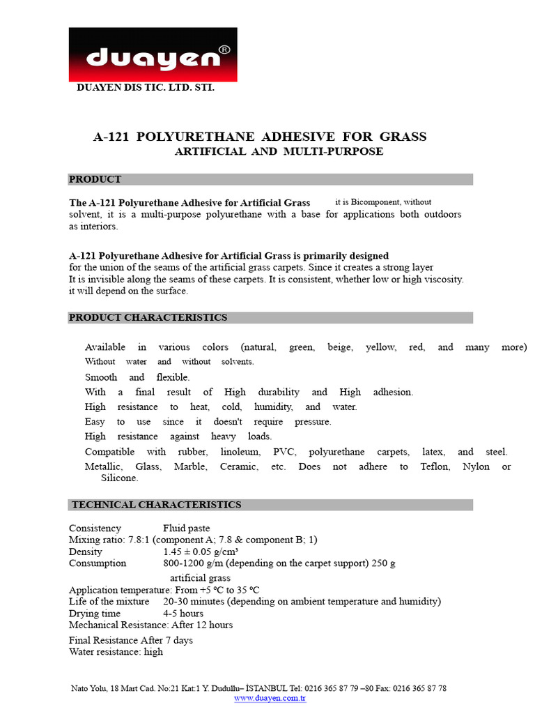 Duayen A 121 Pu Adhesive | PDF | Adhesive | Mechanical Engineering