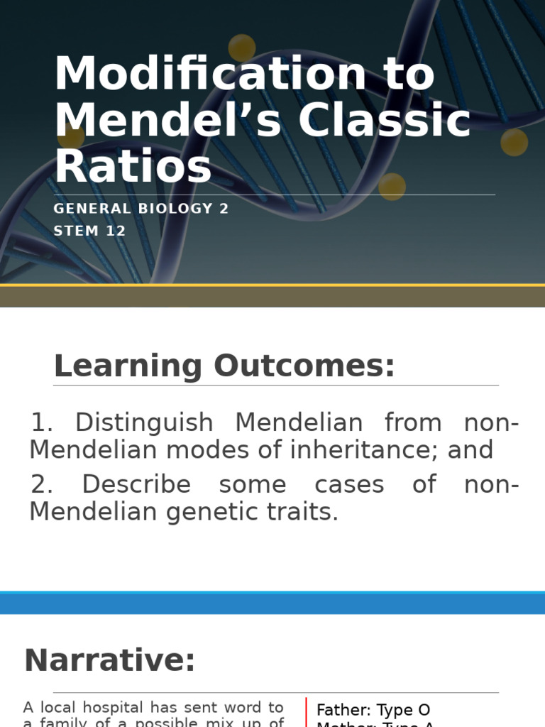 Modification To Mendel's Classic Ratios | PDF | Dominance (Genetics ...