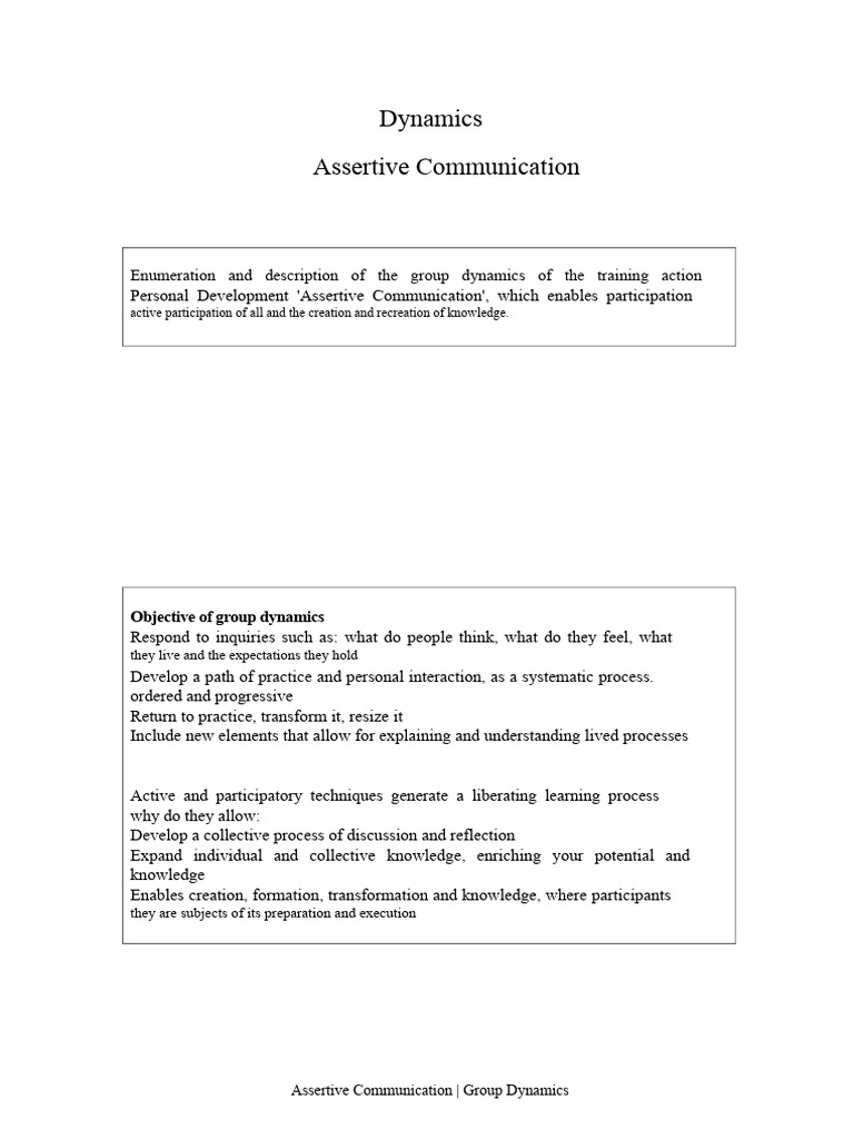 Assertive Communication Group Dynamics | PDF | Communication | Knowledge