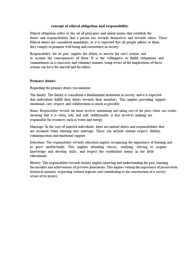 Concept of Ethical Obligation | PDF