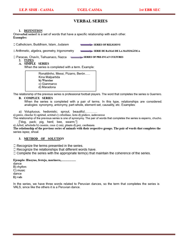 1st - WEEK 31 - RV - VERBAL SERIES | PDF