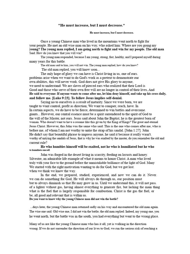 It Is Necessary That He Grows and I Decrease | PDF | Jesus