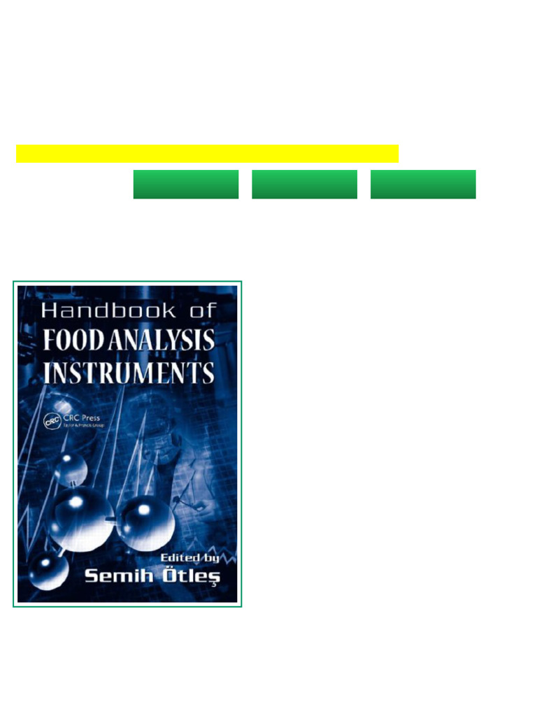 Handbook of Food Analysis Instruments 1st Edition Semih Otles All ...