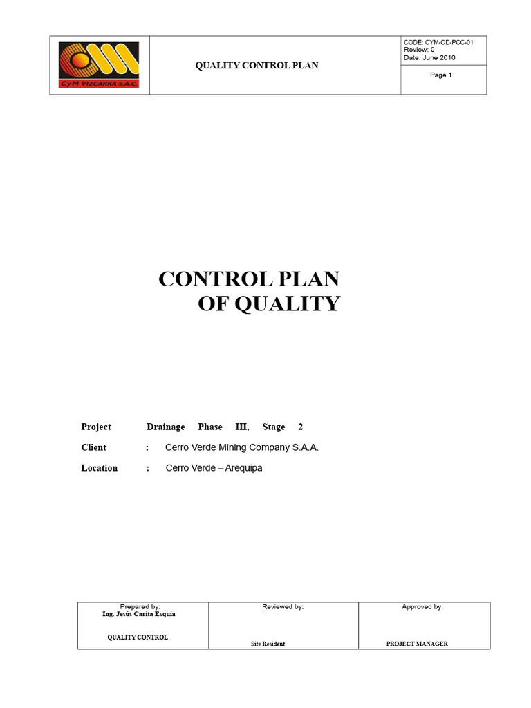 Quality Control Plan For Work | PDF | Calibration | Metrology