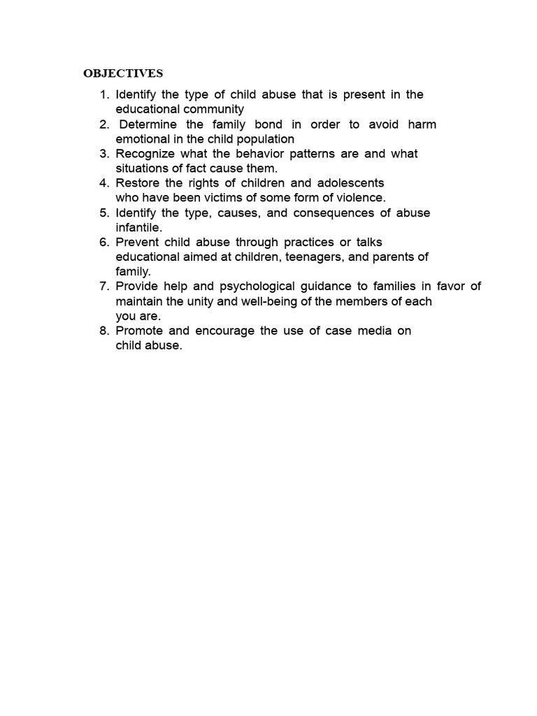 OBJECTIVES Child Abuse | PDF