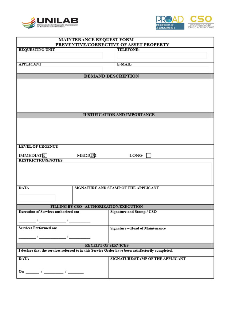 Maintenance Request Form | PDF