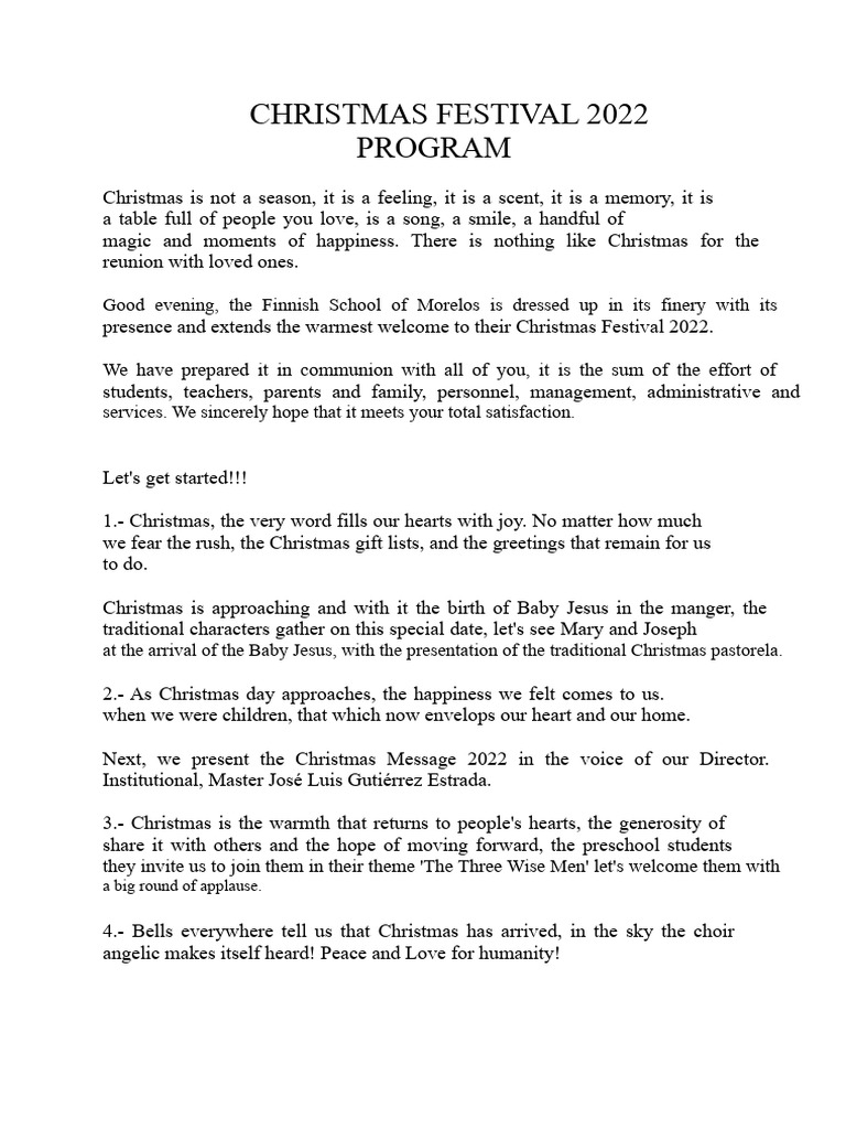 Christmas Festival Program 2022 | PDF | Christmas