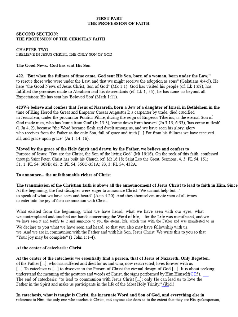 CATECHISM OF THE CATHOLIC CHURCH No. 422 To 455 | PDF | Jesus | God The ...
